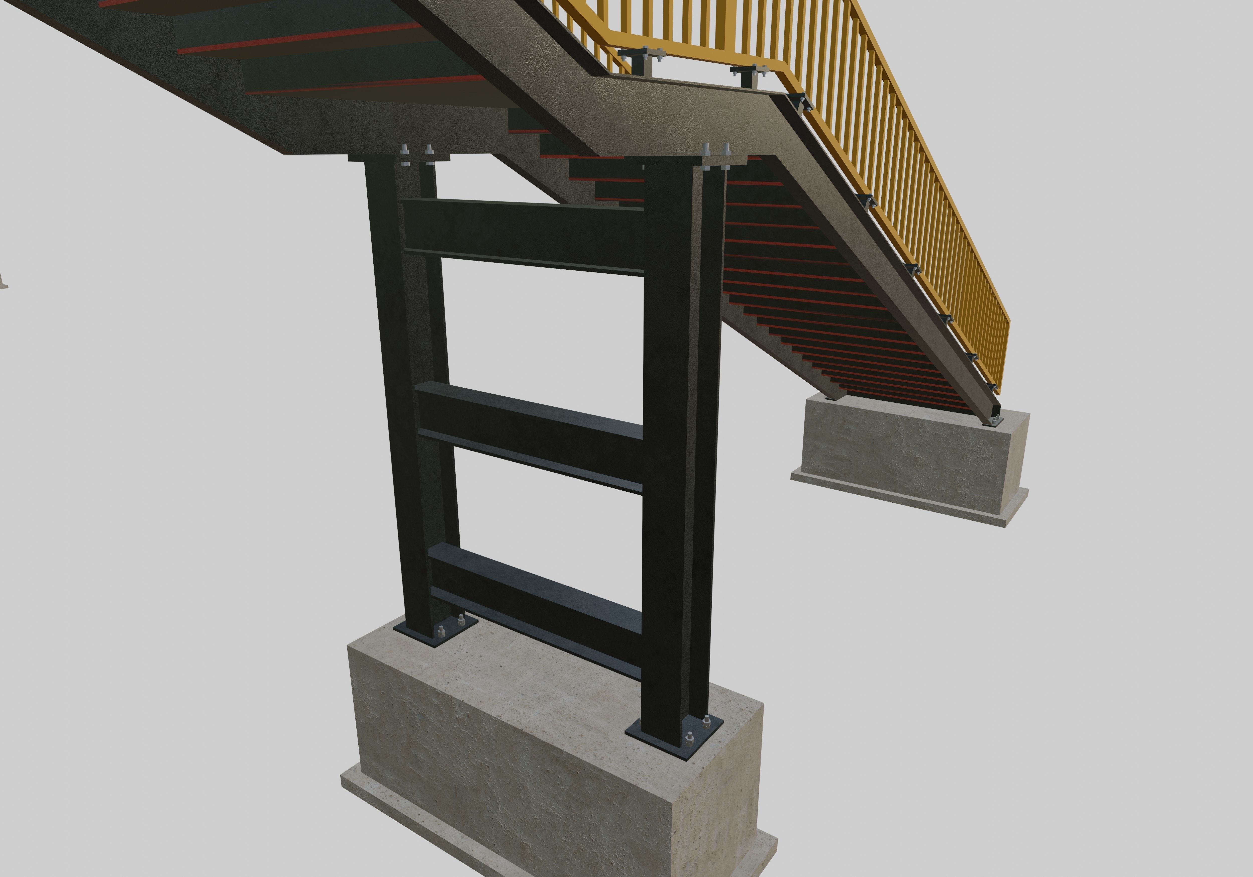 Steel Pedestrian Bridge - Two Columns - Straight Type-1 3D model | CGTrader