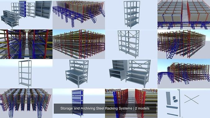 Storage and Archiving Steel Racking Systems 3D Model Collection | CGTrader