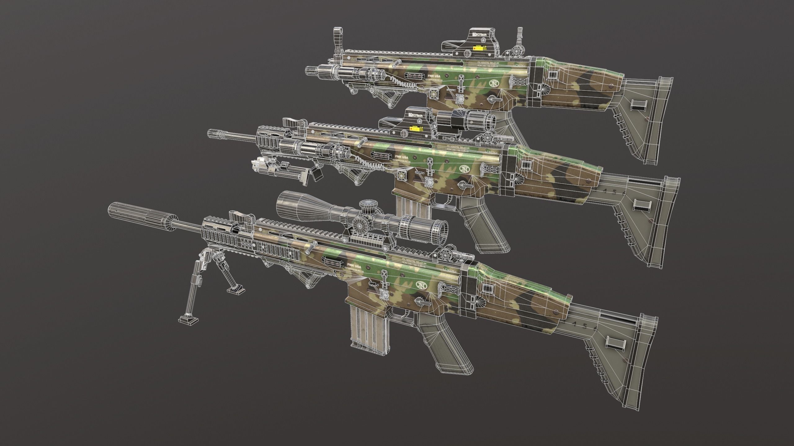 3D model FN SCAR L with attachments VR / AR / low-poly | CGTrader