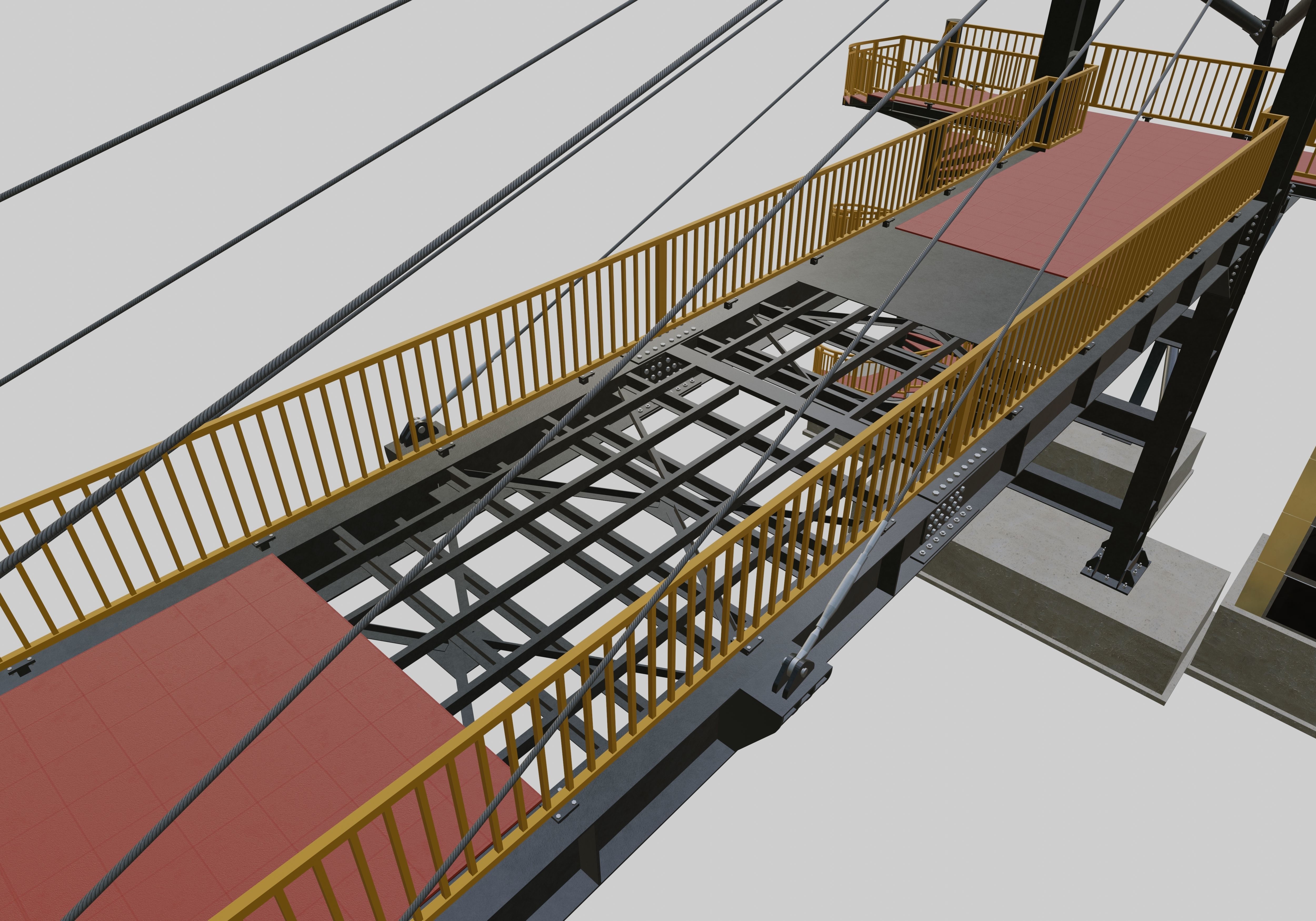 Steel Pedestrian Bridge-Elevator-Spiral Stair-Sailing Type-18 3D model ...