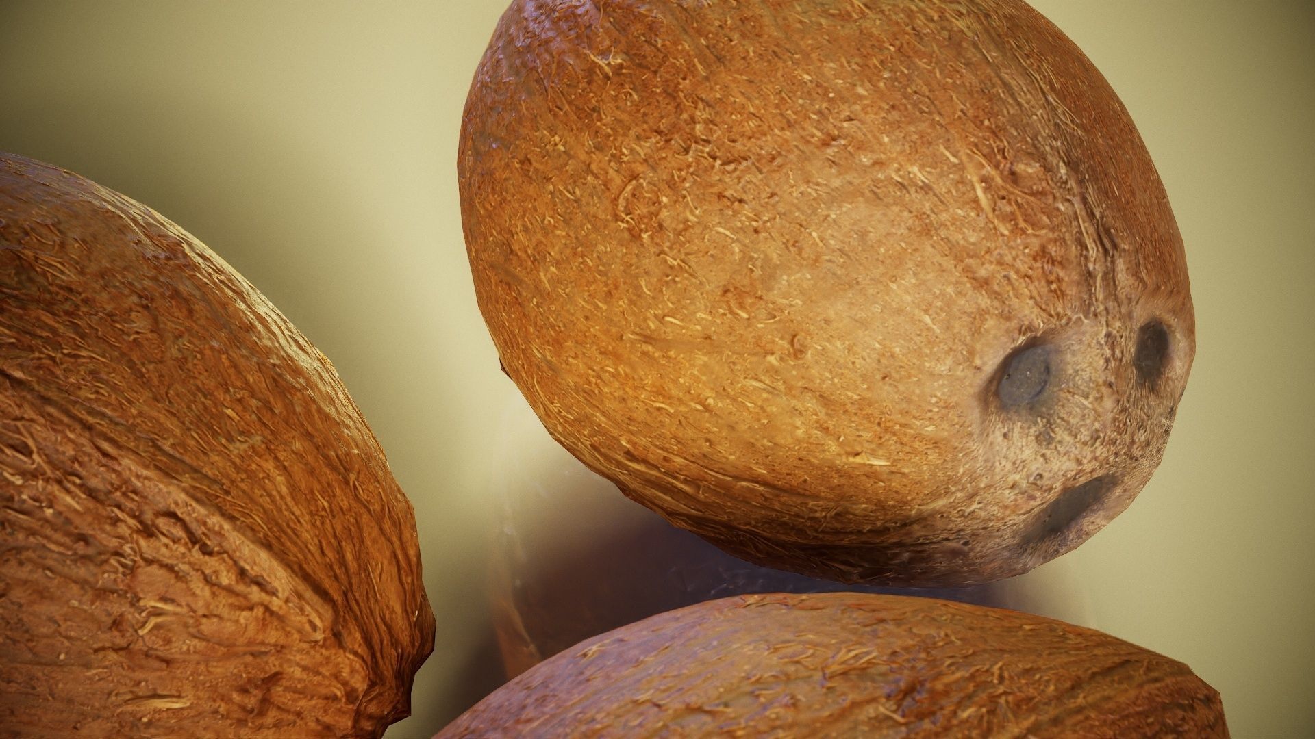 3D model Coconut three coconuts on table VR / AR / low-poly | CGTrader