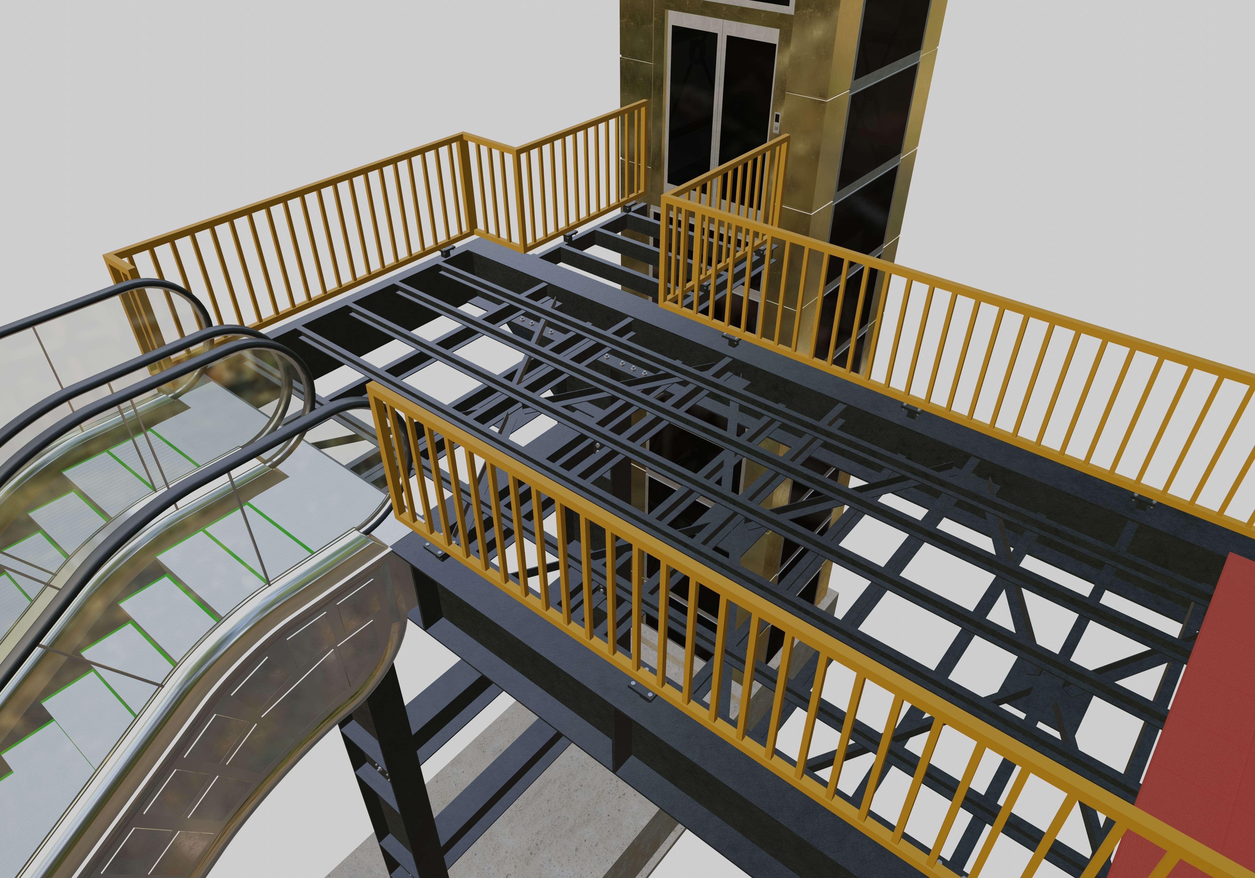 Steel Pedestrian Bridge-Elevator-Escalator-Straight Type-22 3D model ...