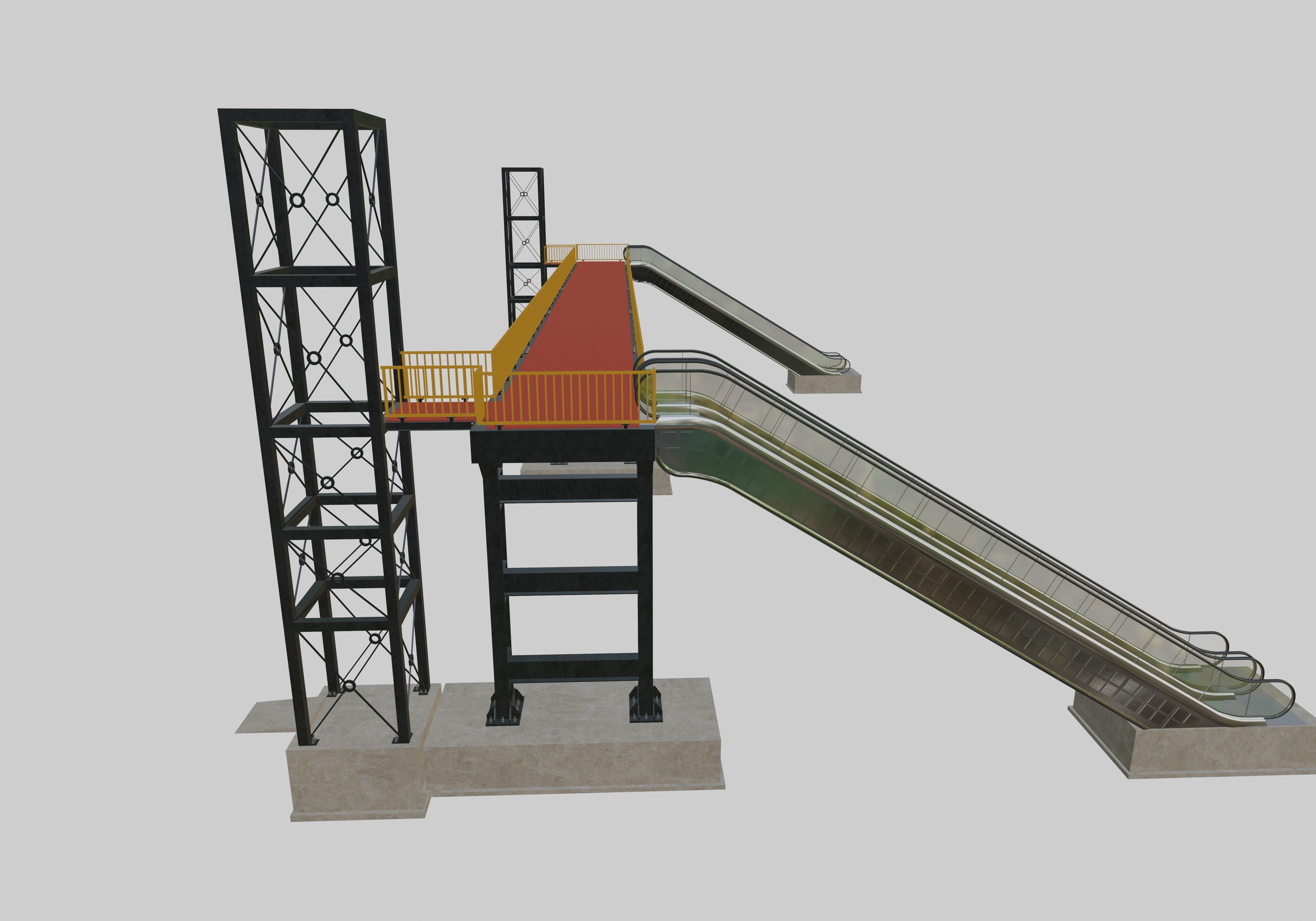 Steel Pedestrian Bridge-Elevator-Escalator-Straight Type-22 3D model ...