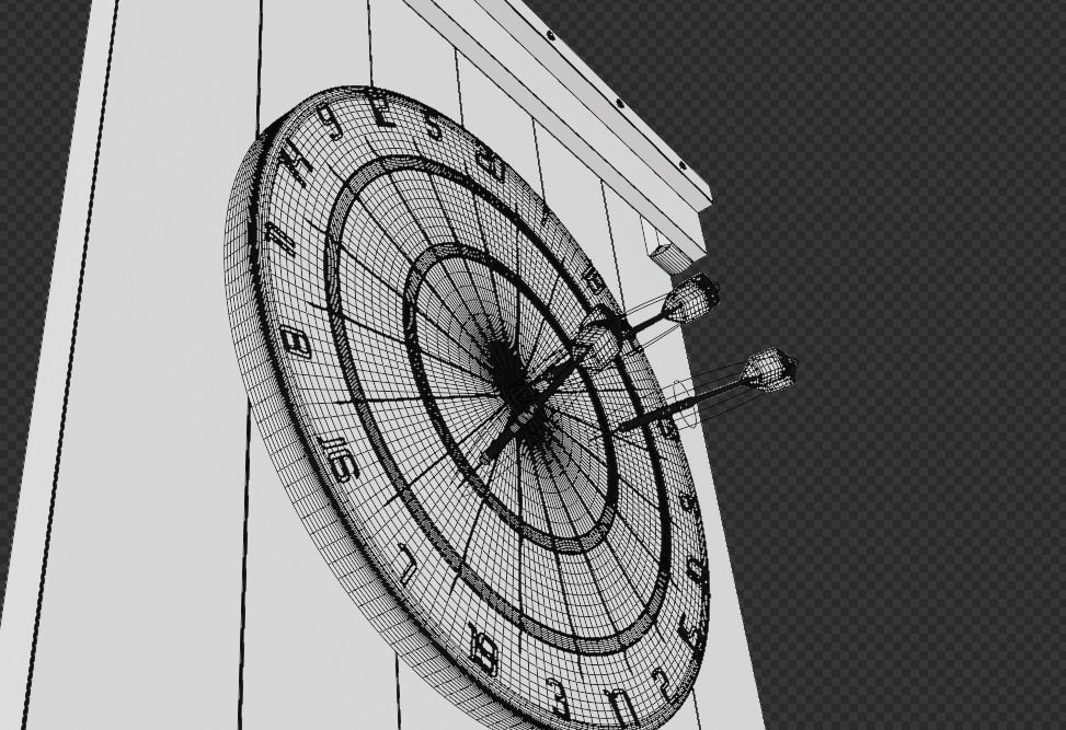 Dartboard with darts on wood plate 3D model | CGTrader