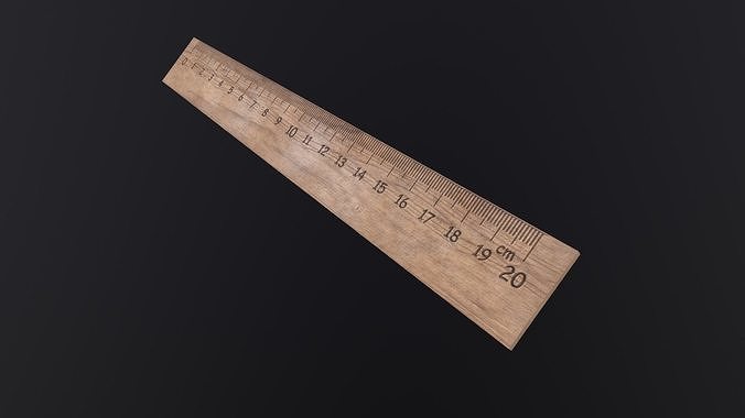 3D model Wooden ruler 20 cm twenty centimeters measure length VR / AR ...