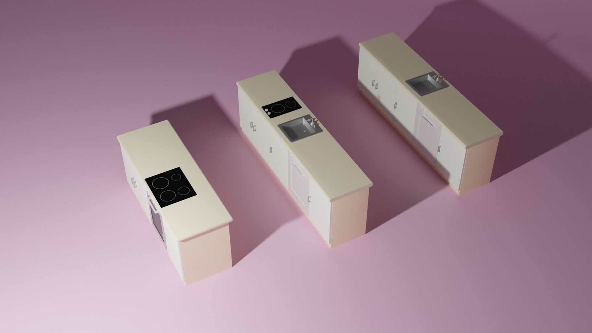 Three kitchen counters 3D model | CGTrader
