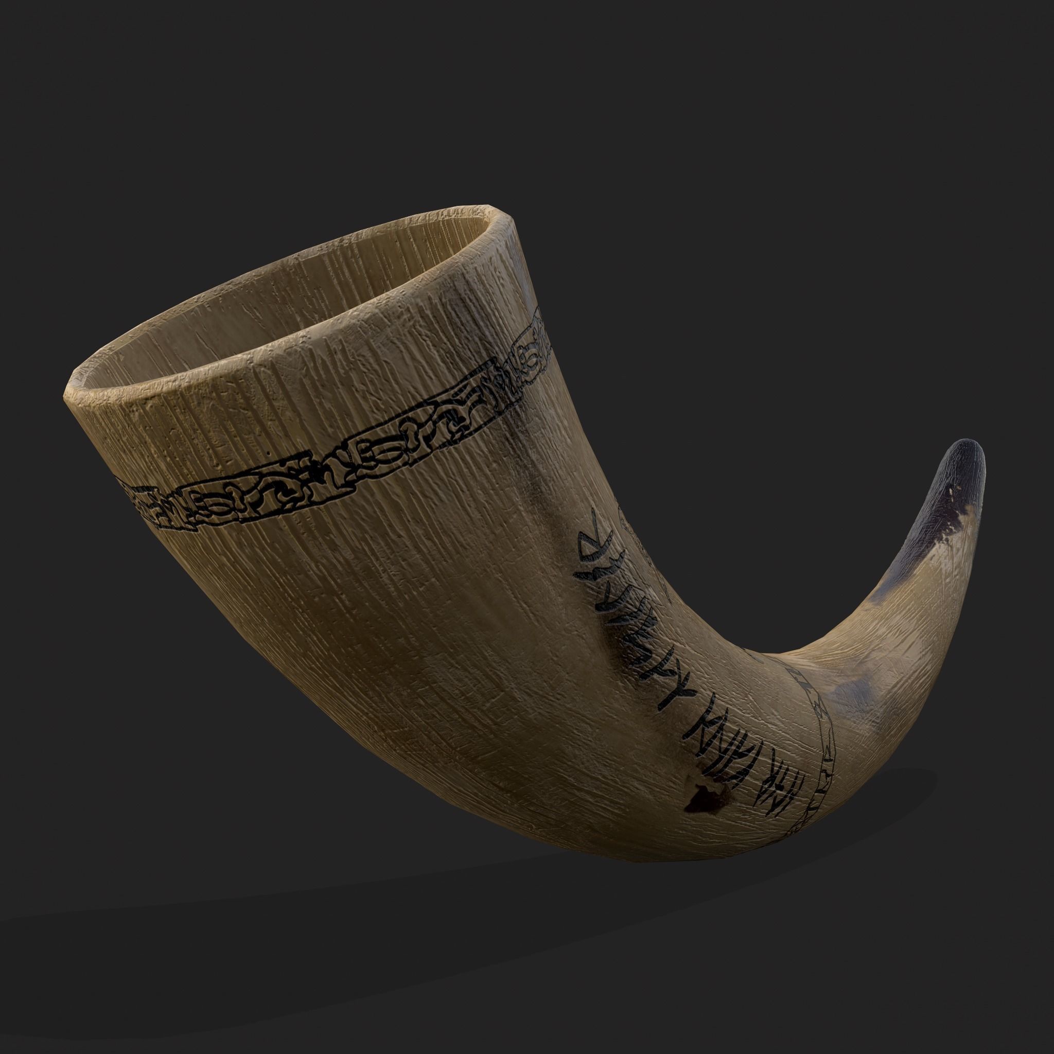 3D model Ornate Viking Ox Horn VR / AR / low-poly | CGTrader