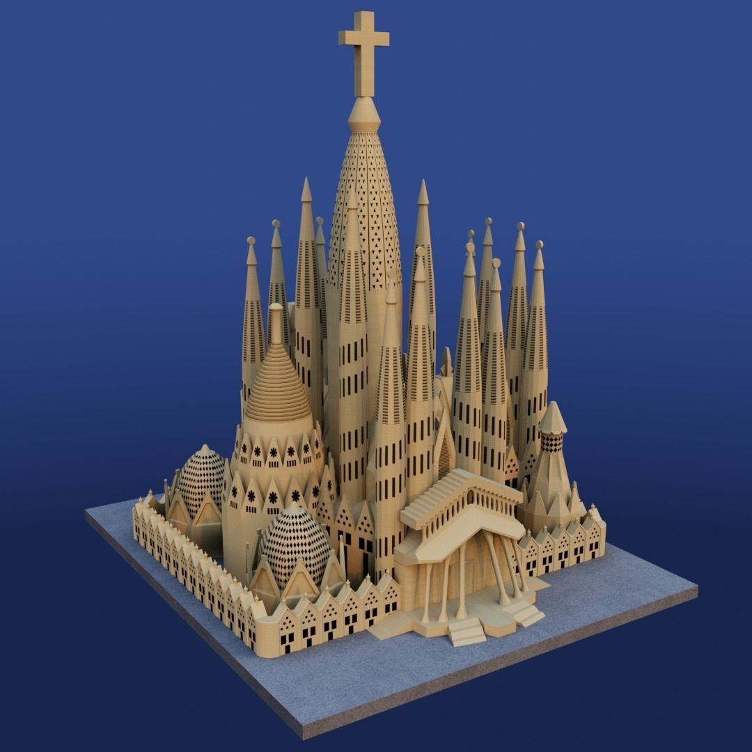 3d Model Sagrada Familia Vr Ar Low Poly Cgtrader