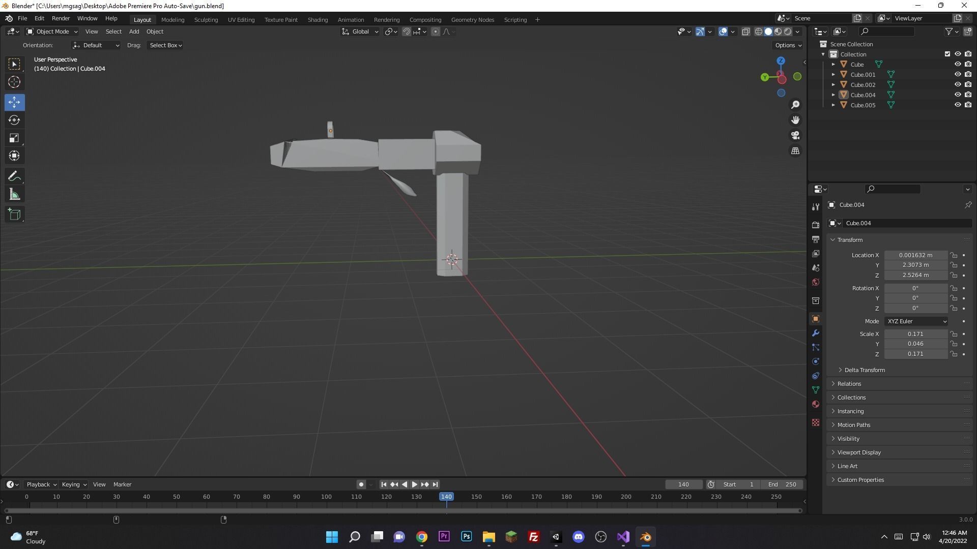 simple Pistol free 3D model | CGTrader