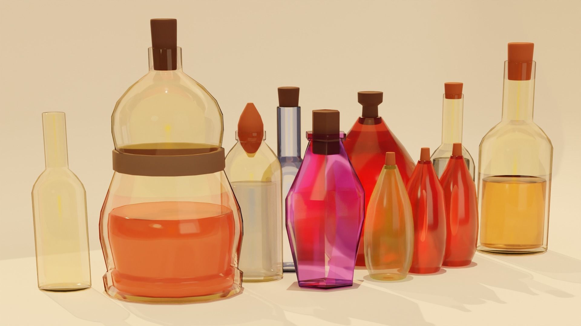 3D model Lowpoly potion bottles VR / AR / low-poly | CGTrader