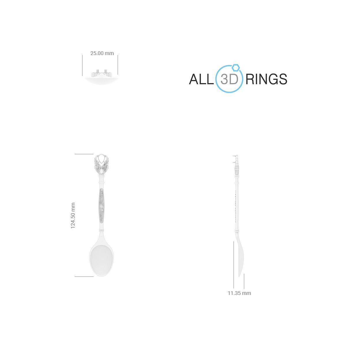 Teaspoon with wings and stone 3D model 3D printable | CGTrader