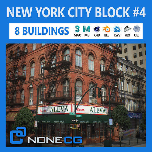3D model NYC Block Set 4 V2 VR / AR / low-poly | CGTrader