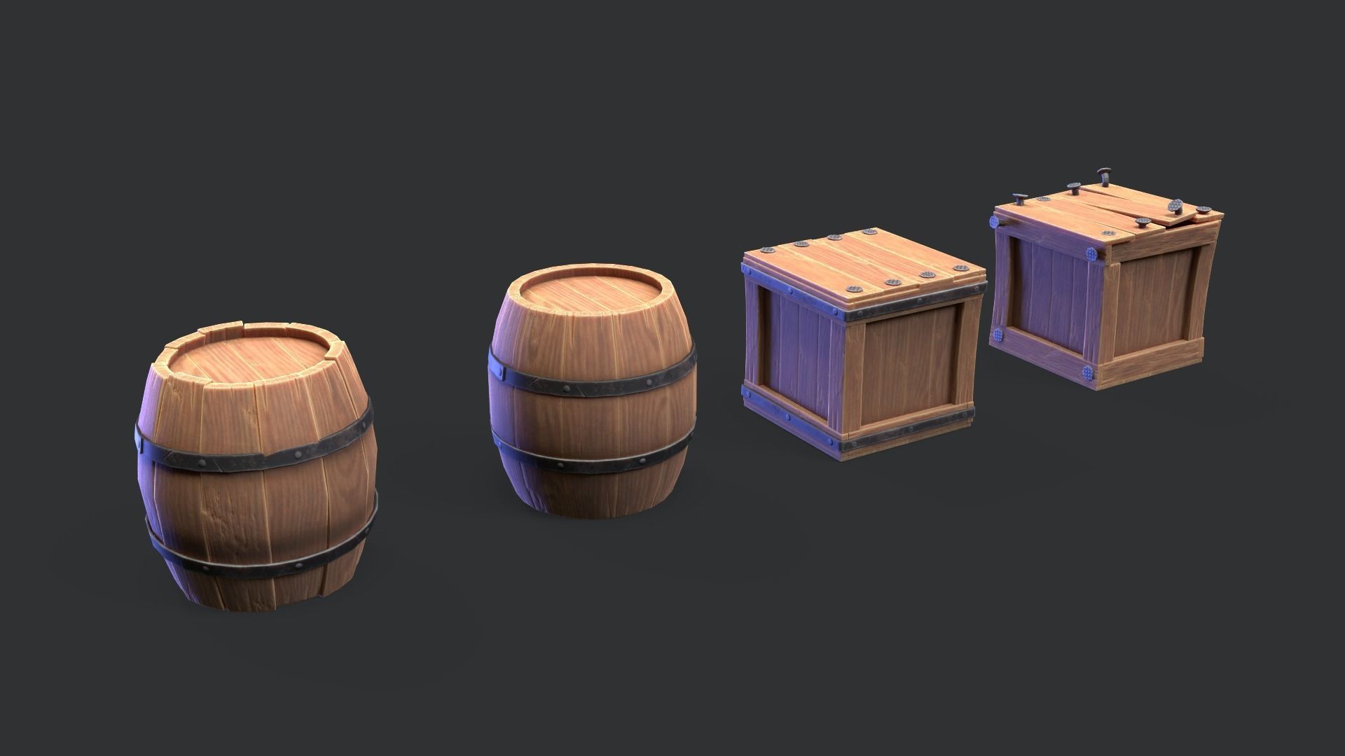 3D model Stylized gold crates and cart VR / AR / low-poly | CGTrader