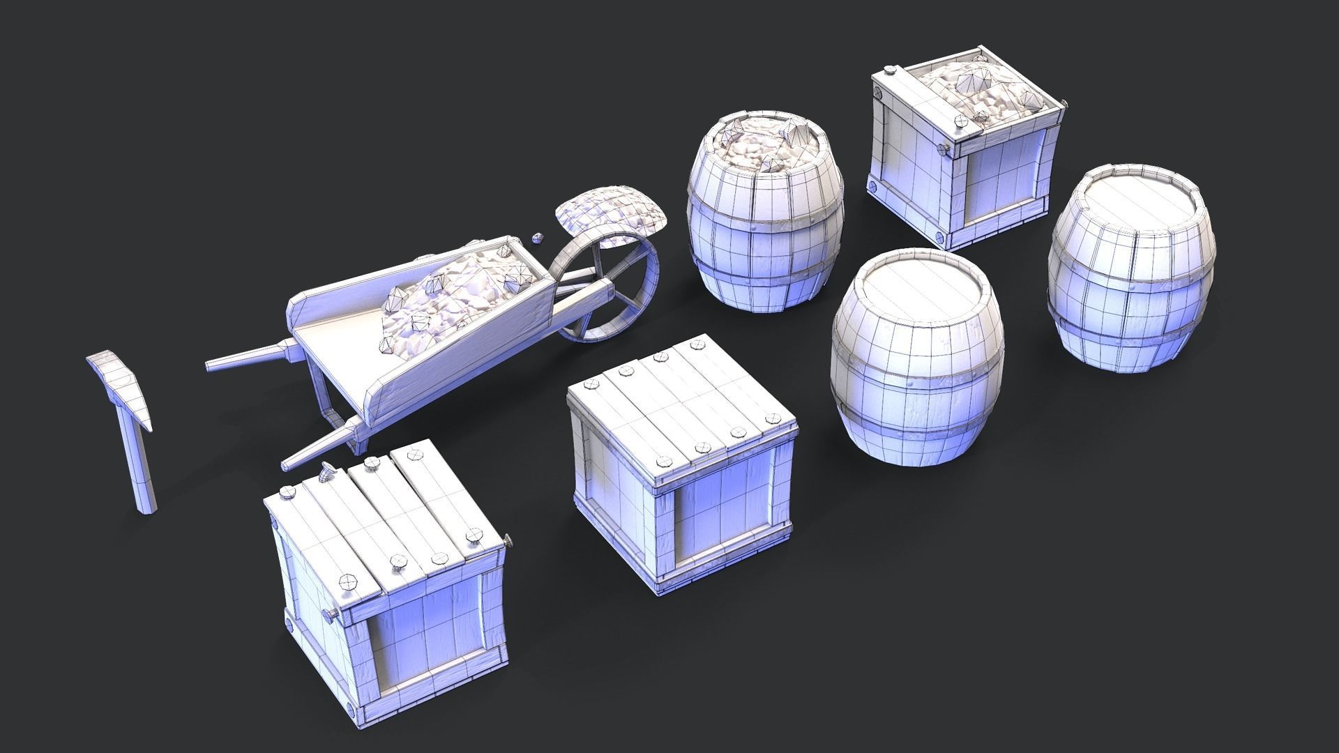 3D model Stylized gold crates and cart VR / AR / low-poly | CGTrader