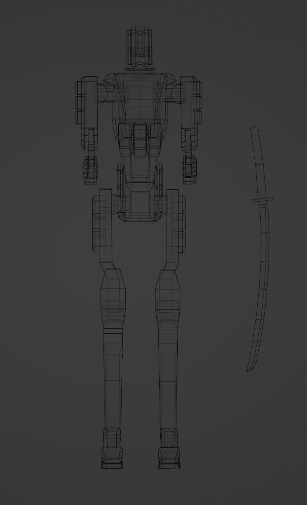 low-poly rigged ninja cyberpunk robot free VR / AR / low-poly 3D model ...