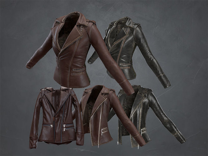 3D model woman leather jacket VR / AR / low-poly | CGTrader
