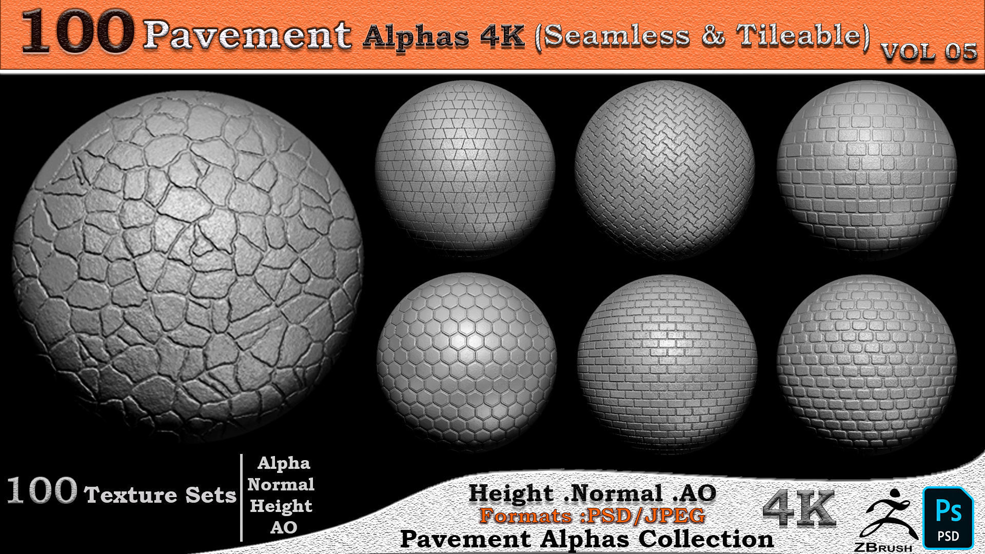 100 Pavement Alphas Collection Seamless Tileable VOL 05 Texture | CGTrader
