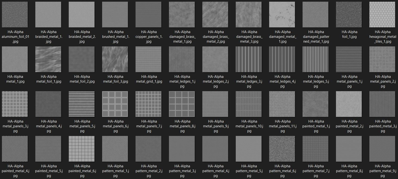 100 Metal Alphas 4K Seamless Tileable VOL 04 Texture | CGTrader