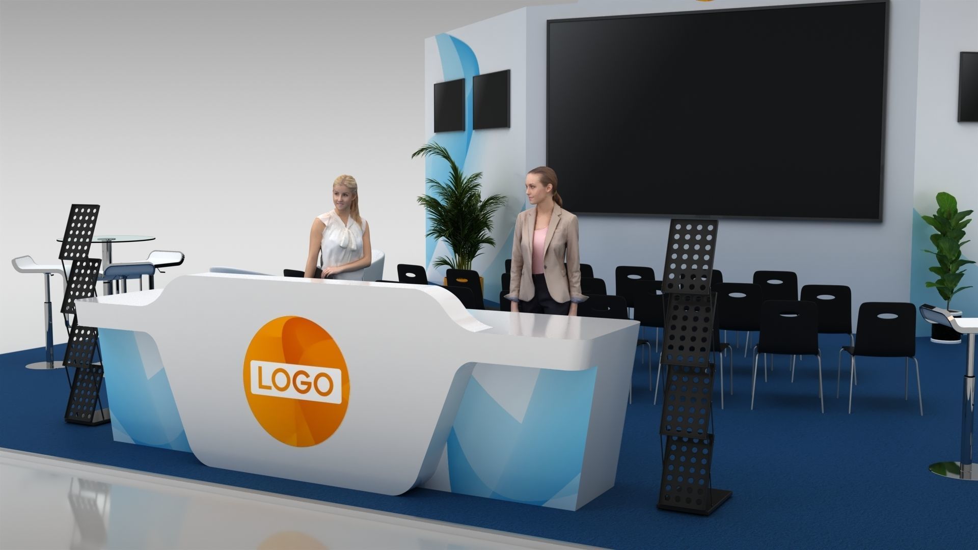 GENERIC EXHIBITION BOOTH 10X10 METERS 3D model | CGTrader