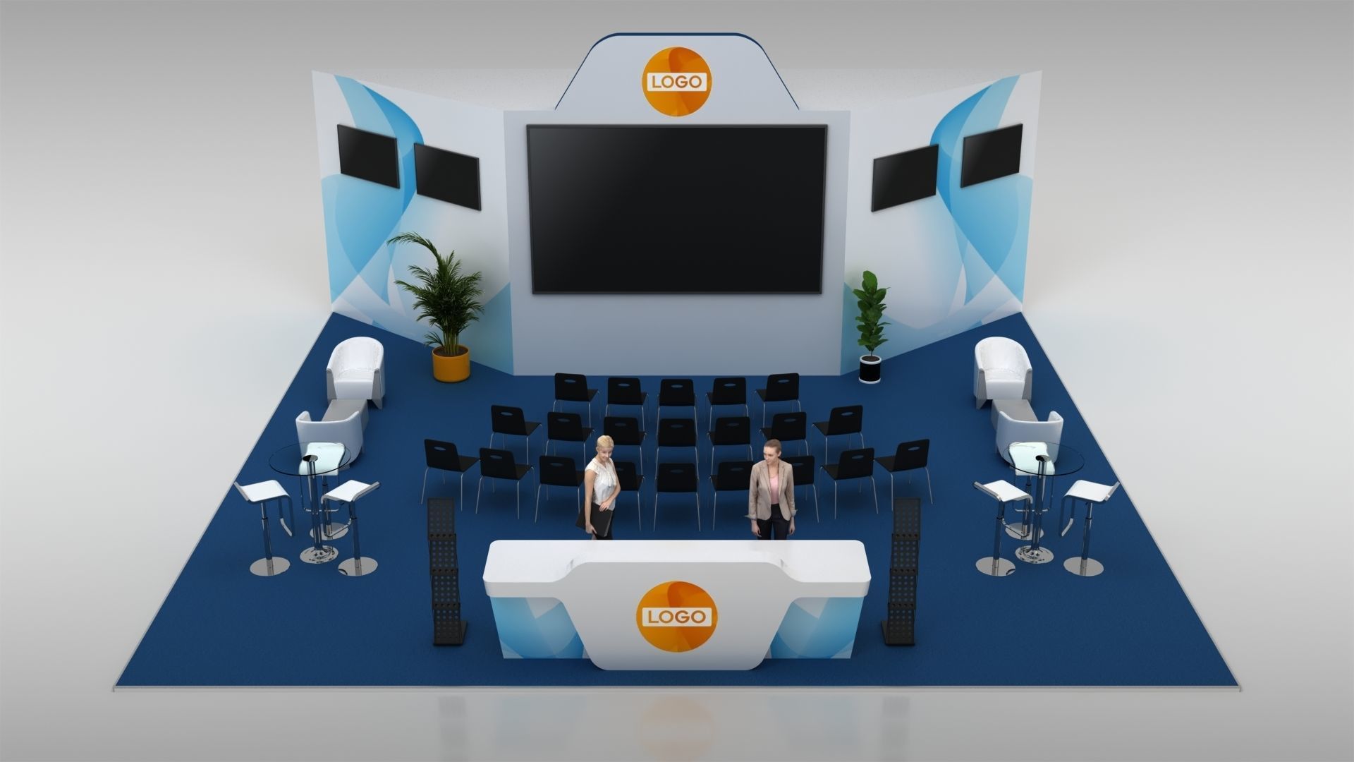 GENERIC EXHIBITION BOOTH 10X10 METERS 3D model | CGTrader