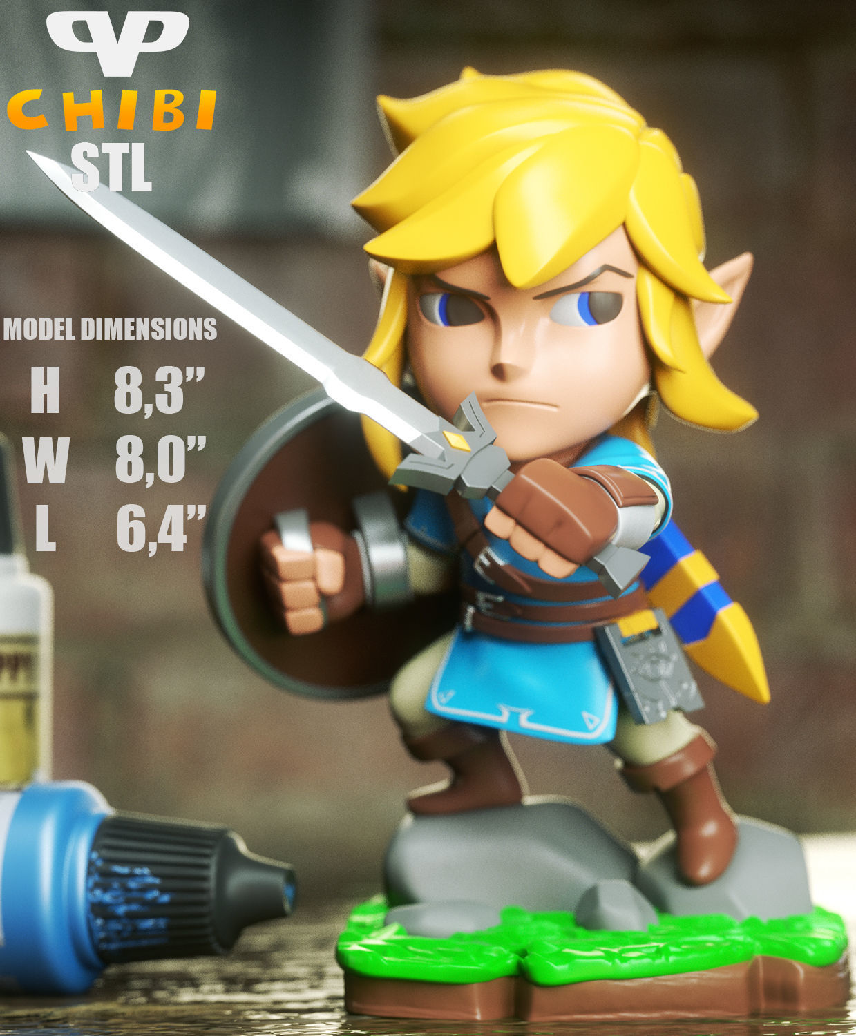 Link BOTW Chibi STL for 3D Printing ChibiSTL 3DXM 3D model 3D printable ...