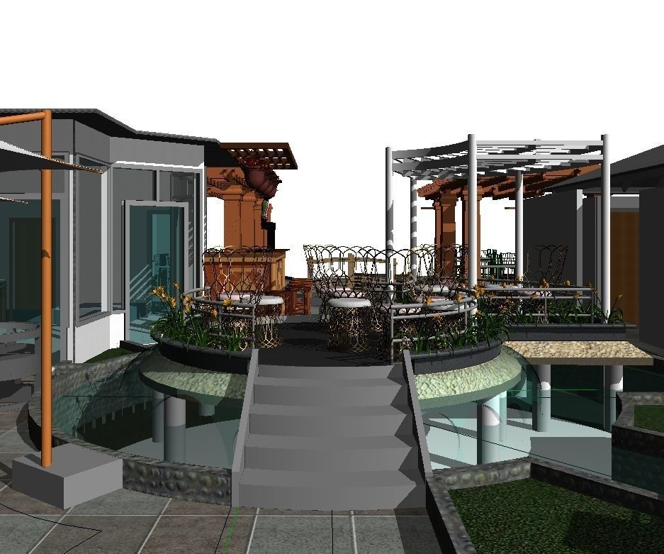 Revit Garden coffee with multi spaces 3D model | CGTrader