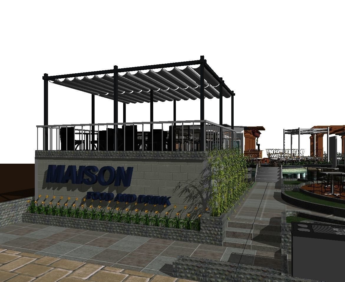 Revit Garden coffee with multi spaces 3D model | CGTrader