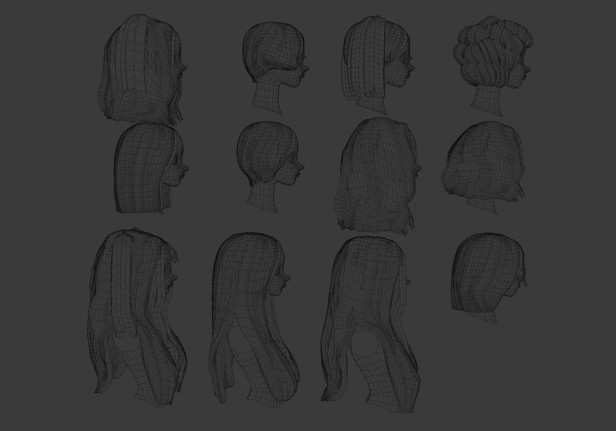 3D model hairstyles collection VR / AR / low-poly | CGTrader
