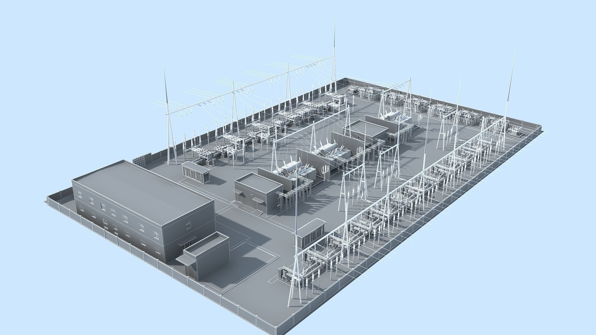 Electrical power substation 3D model | CGTrader