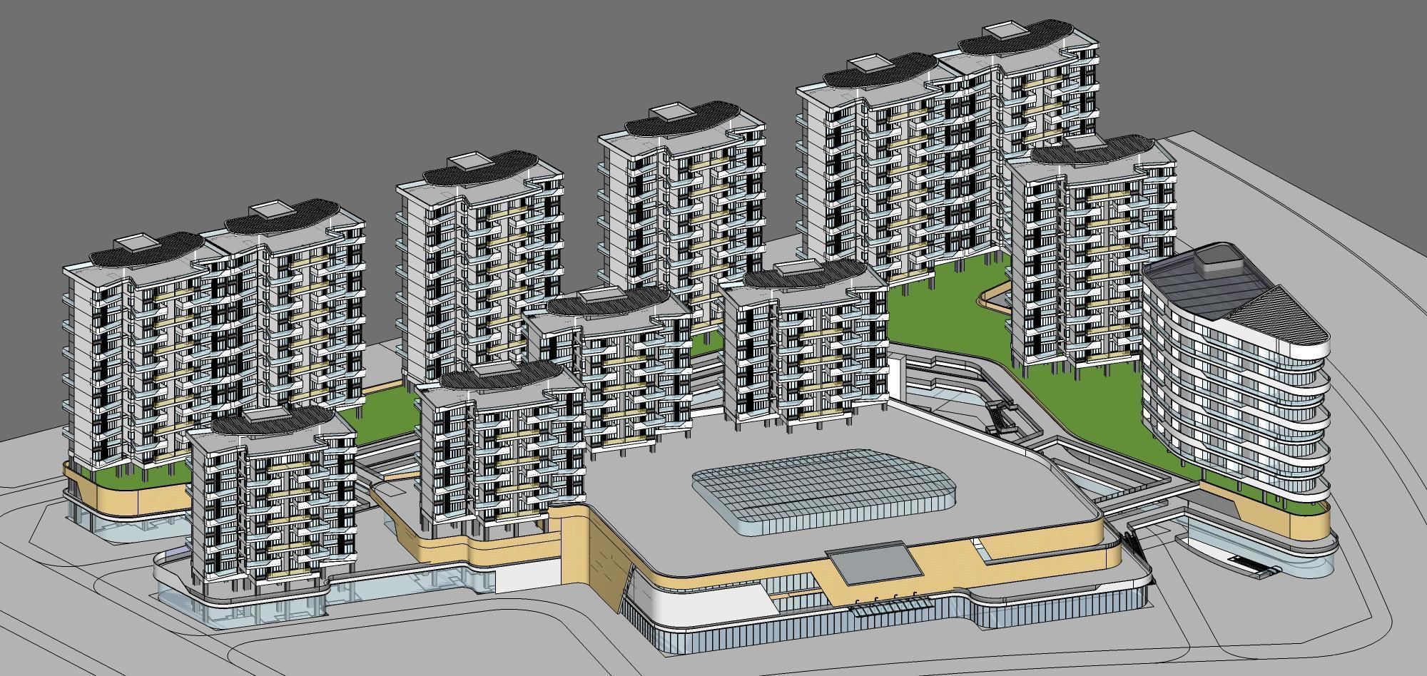 Sketchup Commercial Office Complex 245 3D model | CGTrader