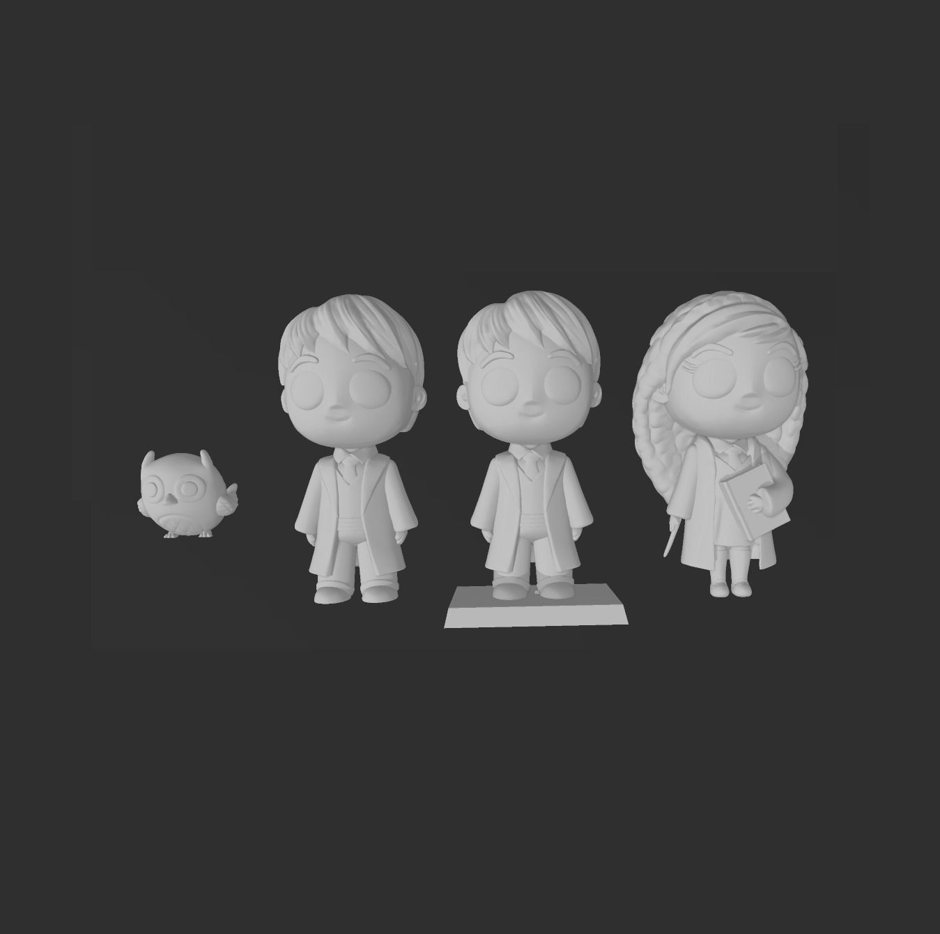 CHIBIS HARRY POTTER - HERMIONE GRANGER - RON WEASLEY - EDWIGE 3D model ...