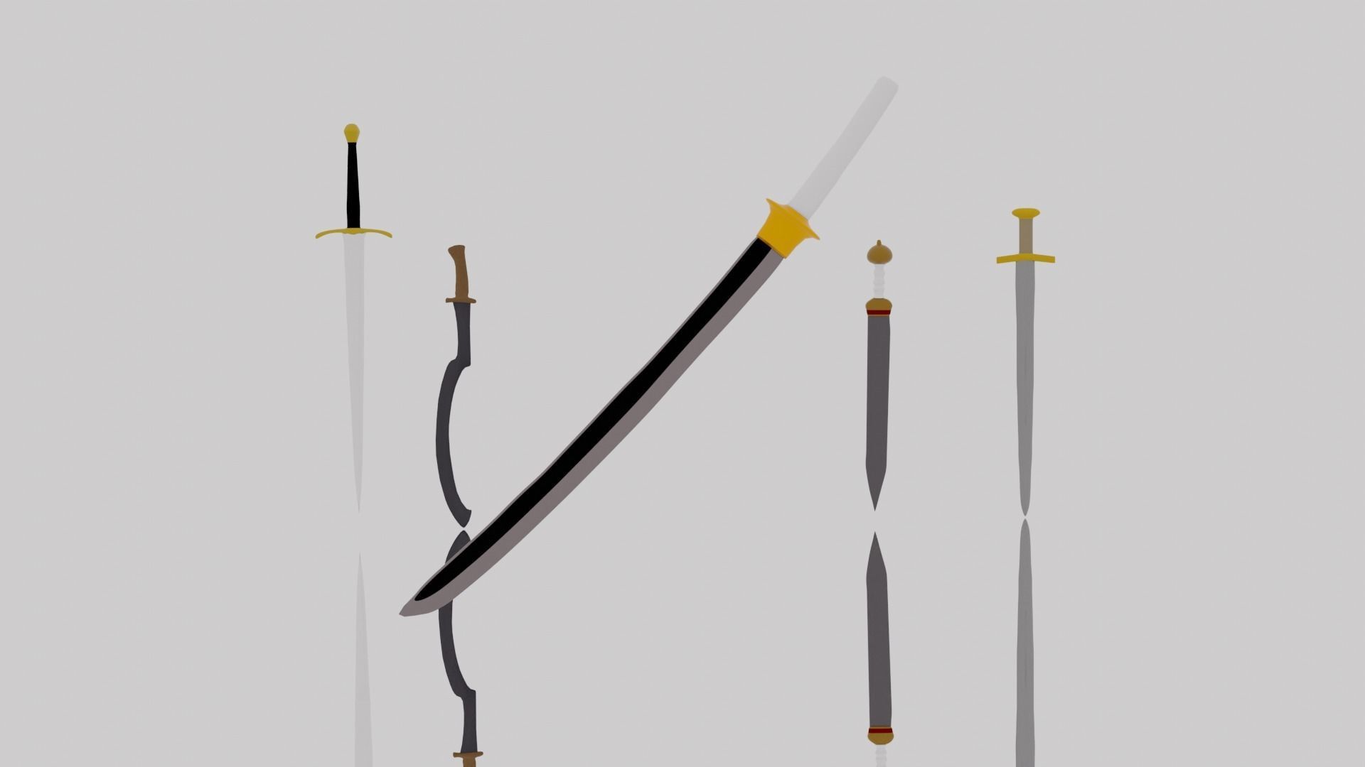 3D model Sword pack low poly game ready rigged VR / AR / low-poly ...