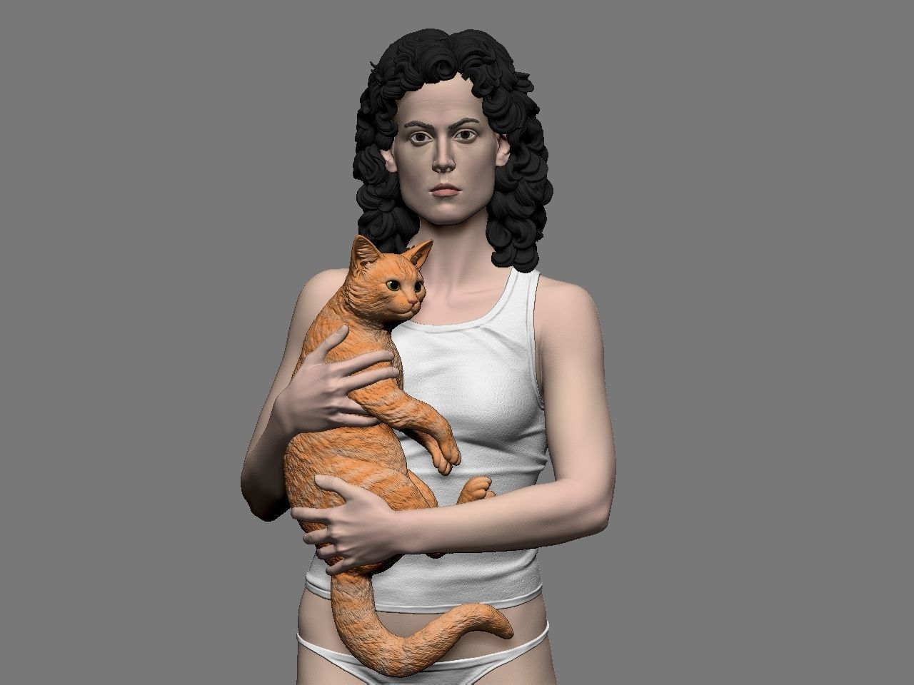 Ripley statue of woman holding cat 3D model 3D printable | CGTrader