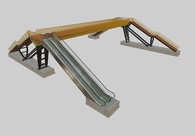 Steel Pedestrian Bridge-Escalator-Oblique Cone Column Type-26 3D model ...