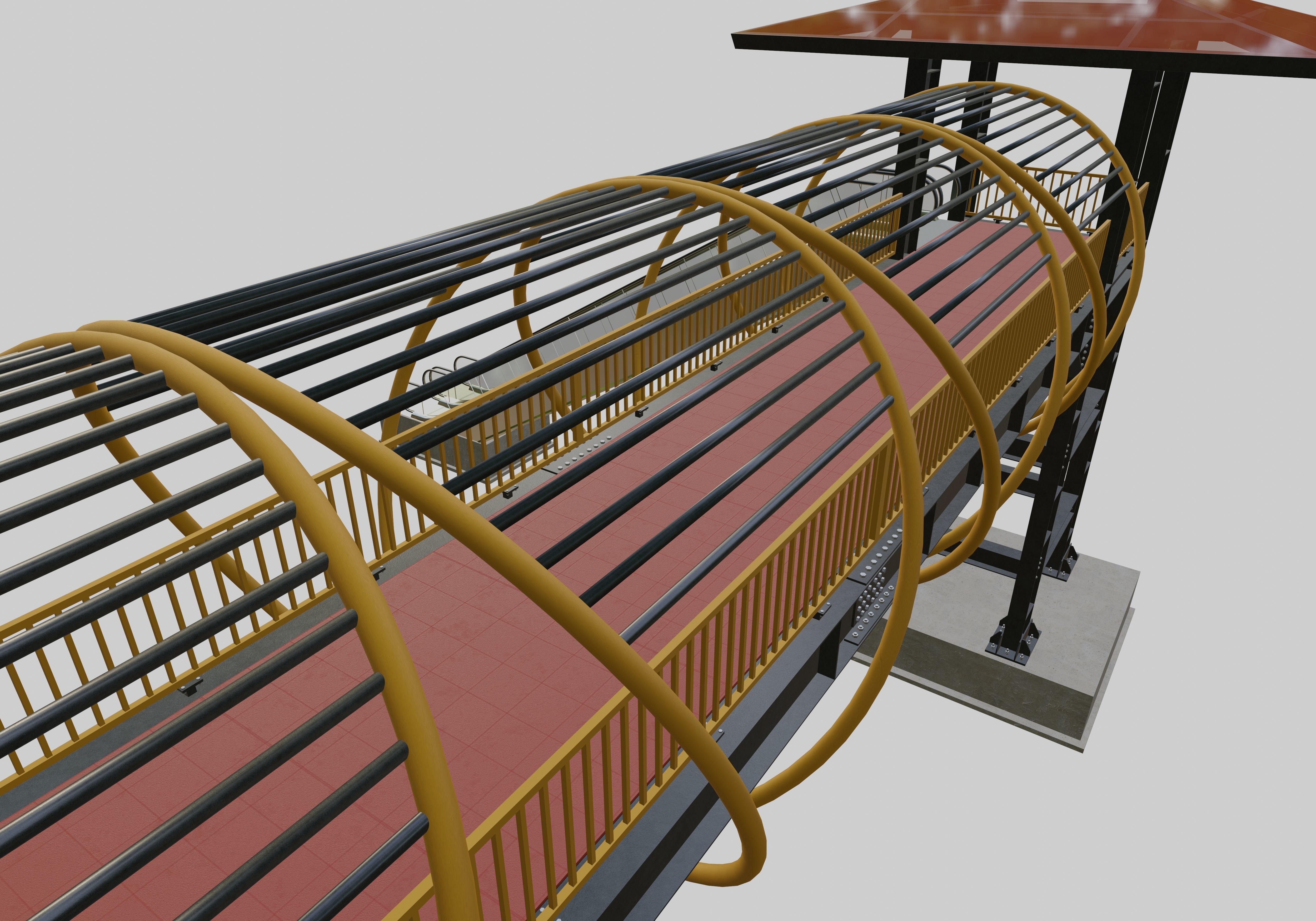 Steel Pedestrian Bridge-Escalator-Tower Column Type-28 3D model | CGTrader