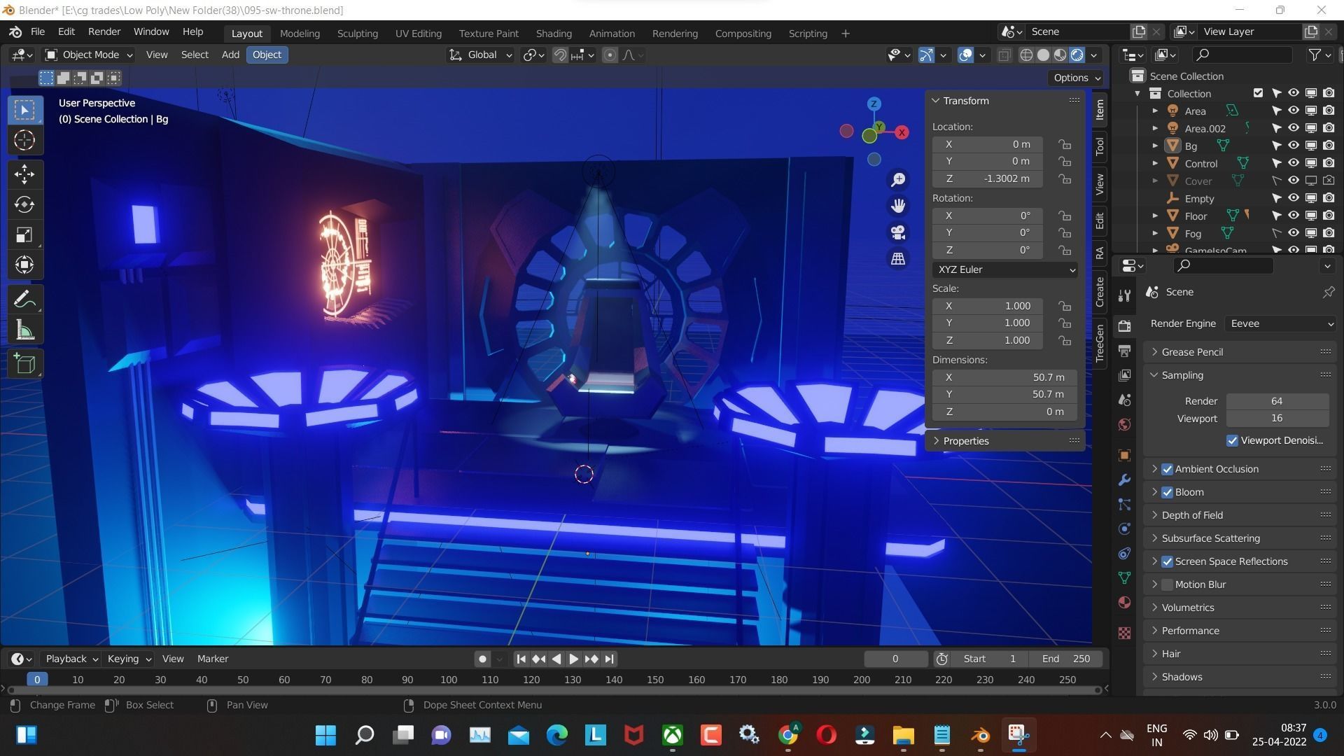 Throne low poly model render in blender 3D model rigged | CGTrader