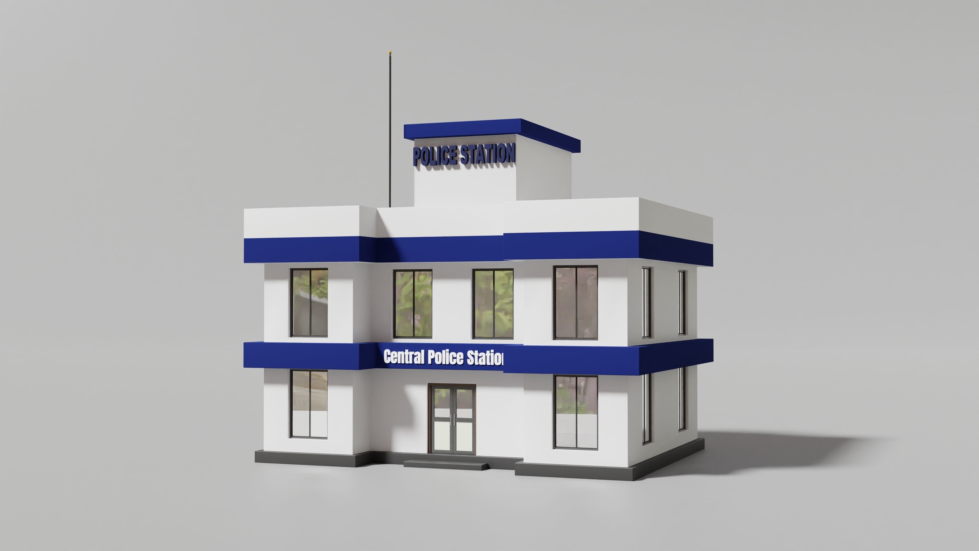 Police Station 3D Model - Simple Police Station Game Asset 3D model ...