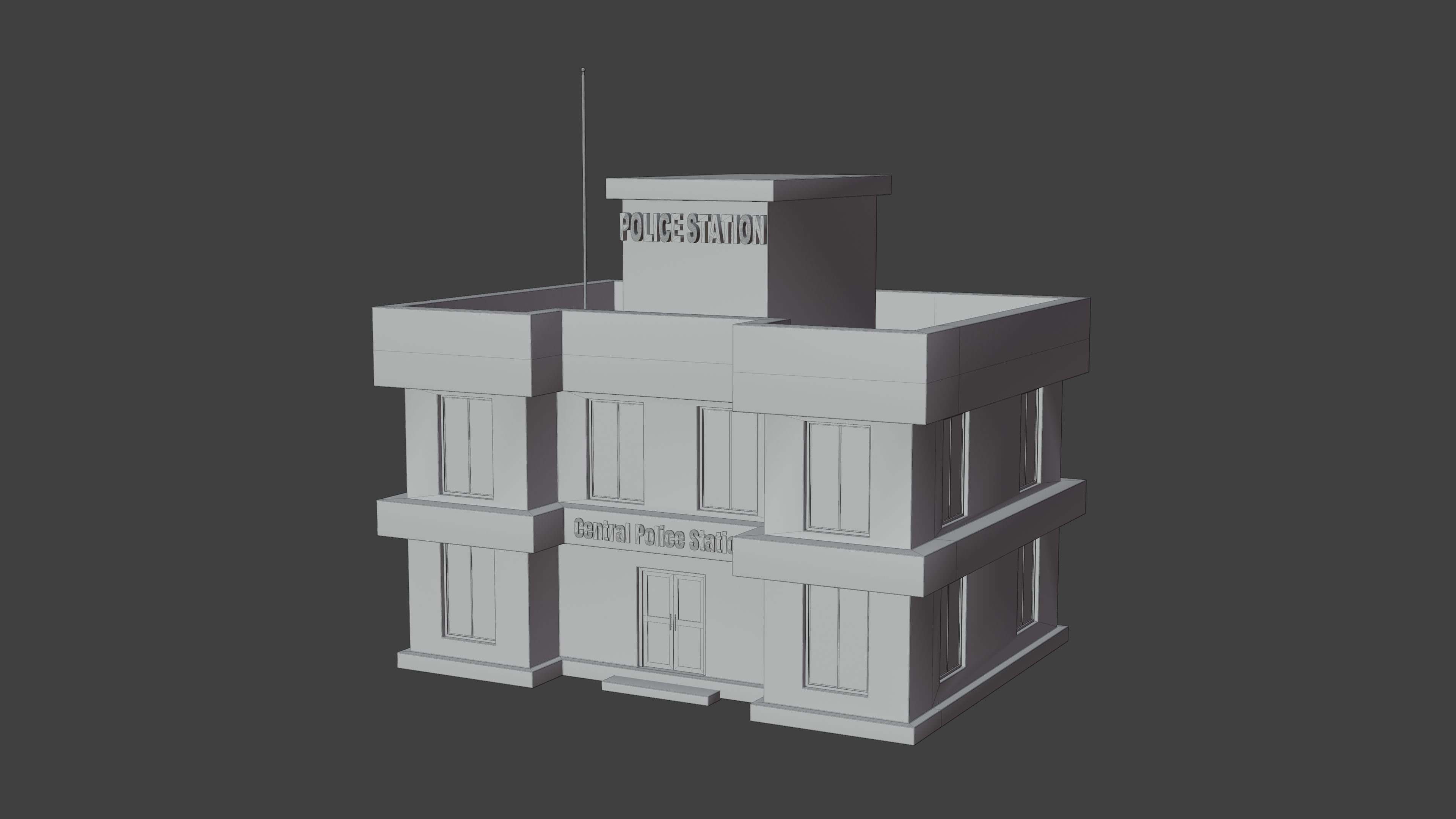Police Station 3D Model - Simple Police Station Game Asset 3D model ...