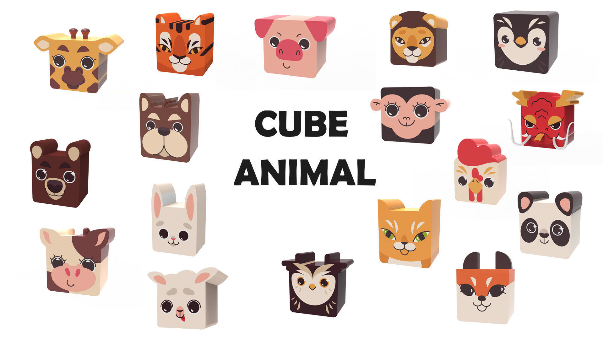 Cube Animal Pack free VR / AR / low-poly 3D model | CGTrader