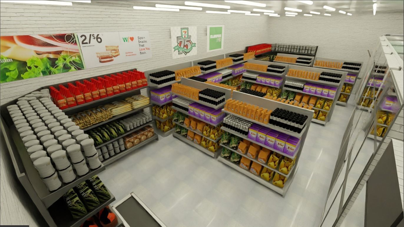 3D model 7 eleven convenience store VR / AR / low-poly | CGTrader