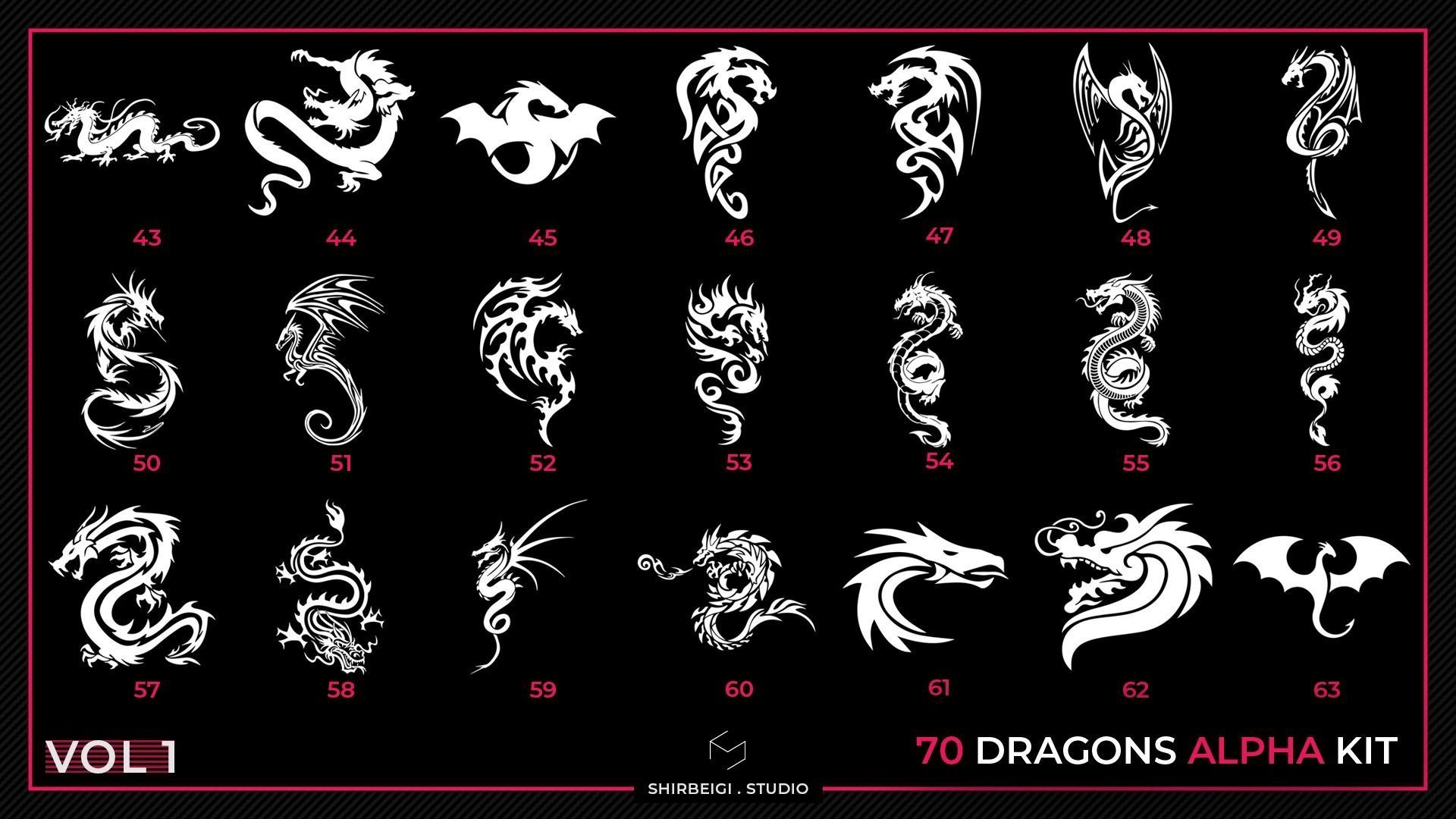 70 Dragons Alpha Kit - PNG and JPG Texture | CGTrader