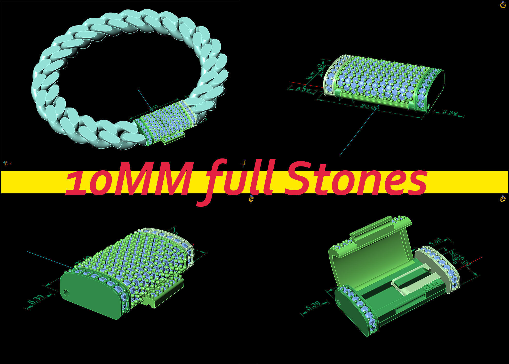 10 mm Cuban chain lock system with 3 models alternatives 3D model 3D ...