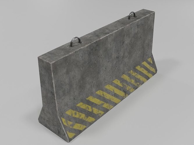 3D model Barrier - Low Poly concrete with stripes VR / AR / low-poly ...
