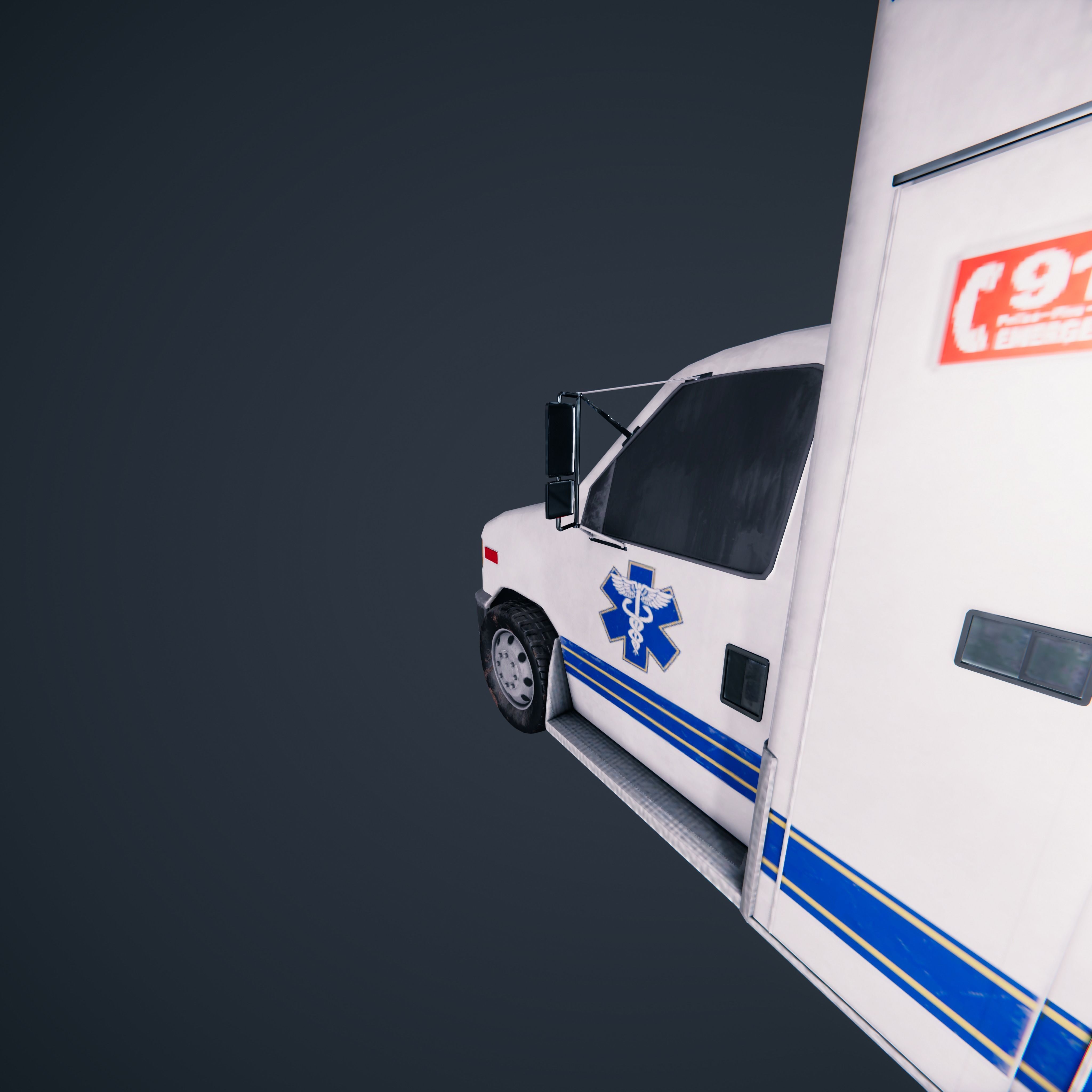 3D model Ambulance Box Truck Rigged INTERIOR EXTERIOR VR / AR / low ...