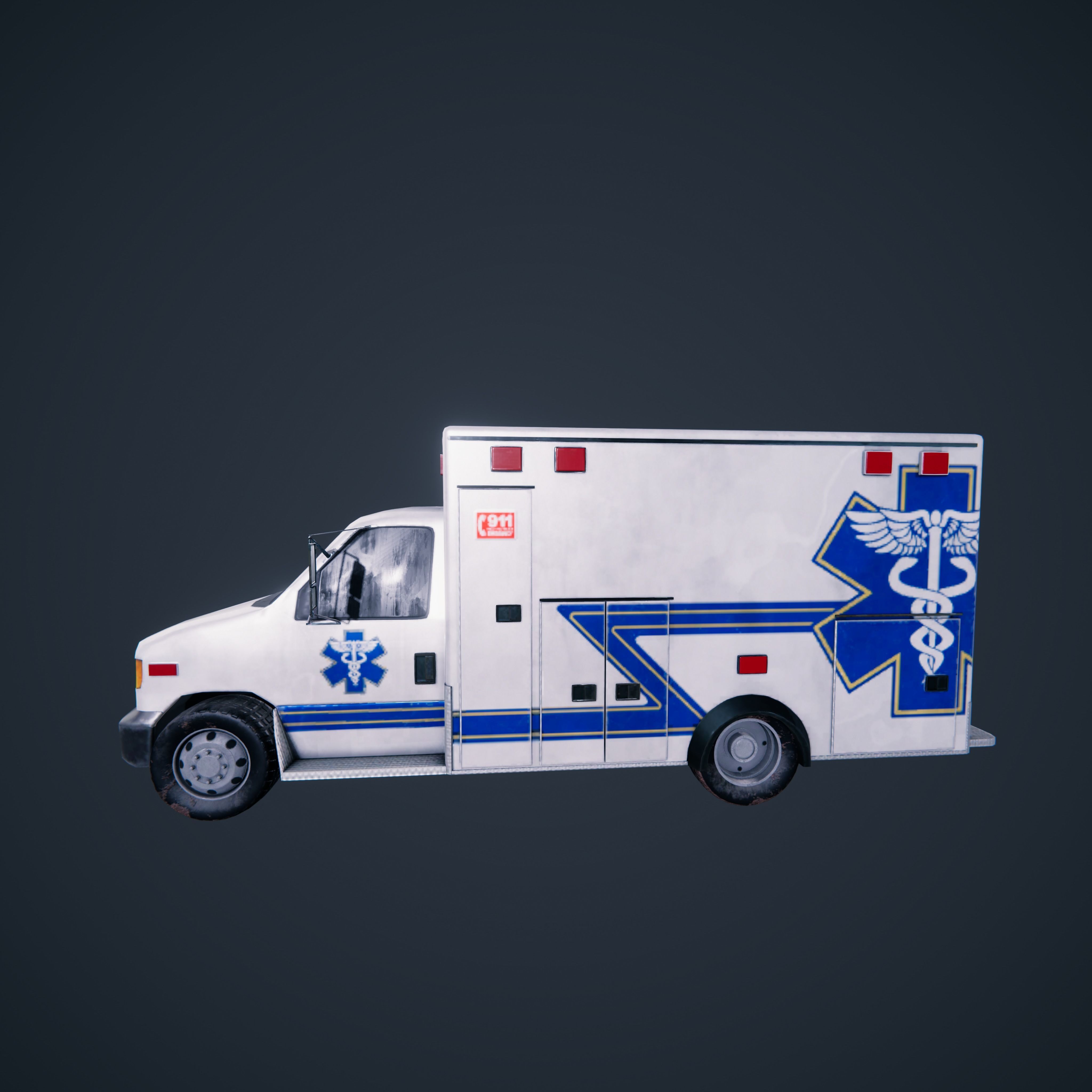 3D model Ambulance Box Truck Rigged INTERIOR EXTERIOR VR / AR / low ...