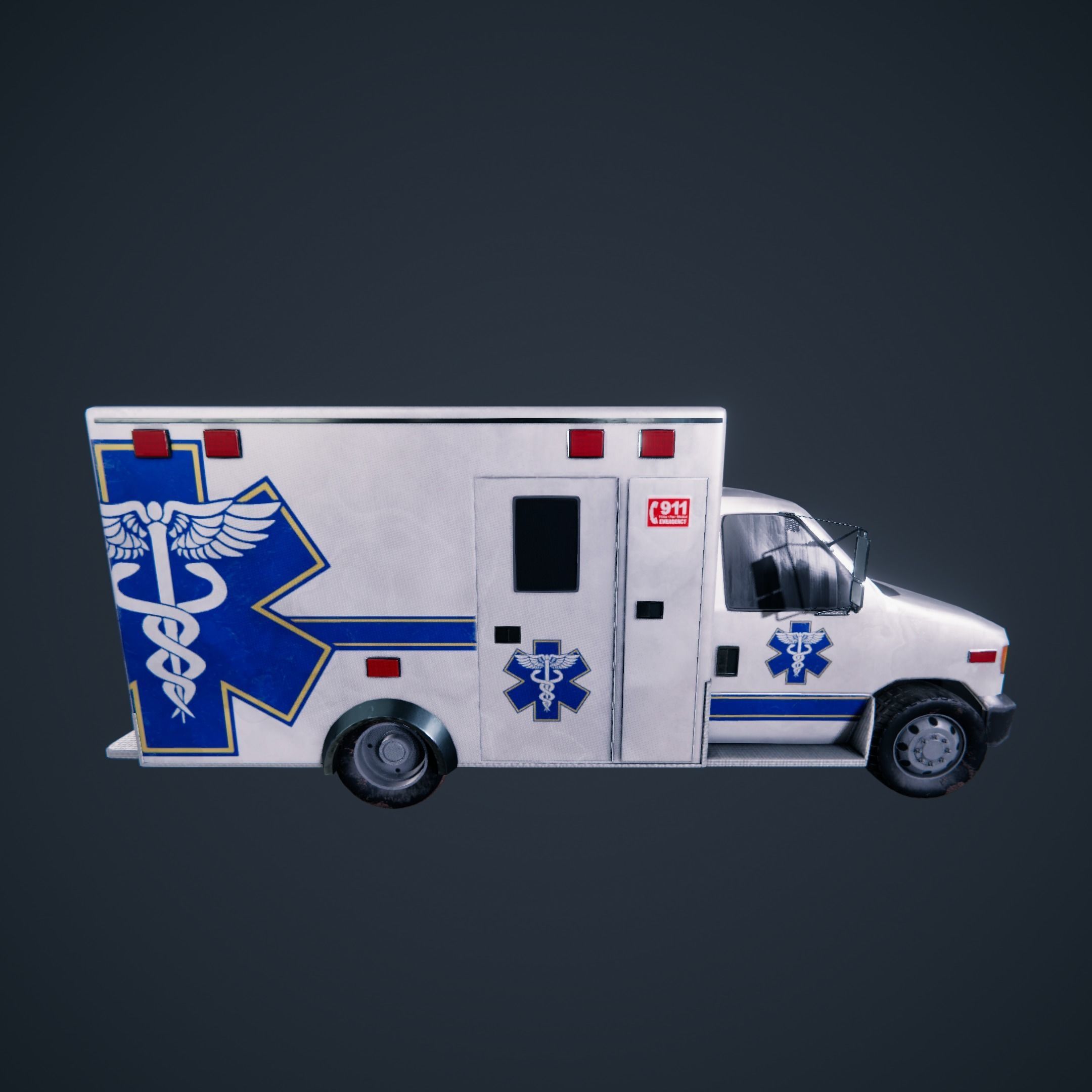 3D model Ambulance Box Truck Rigged INTERIOR EXTERIOR VR / AR / low ...