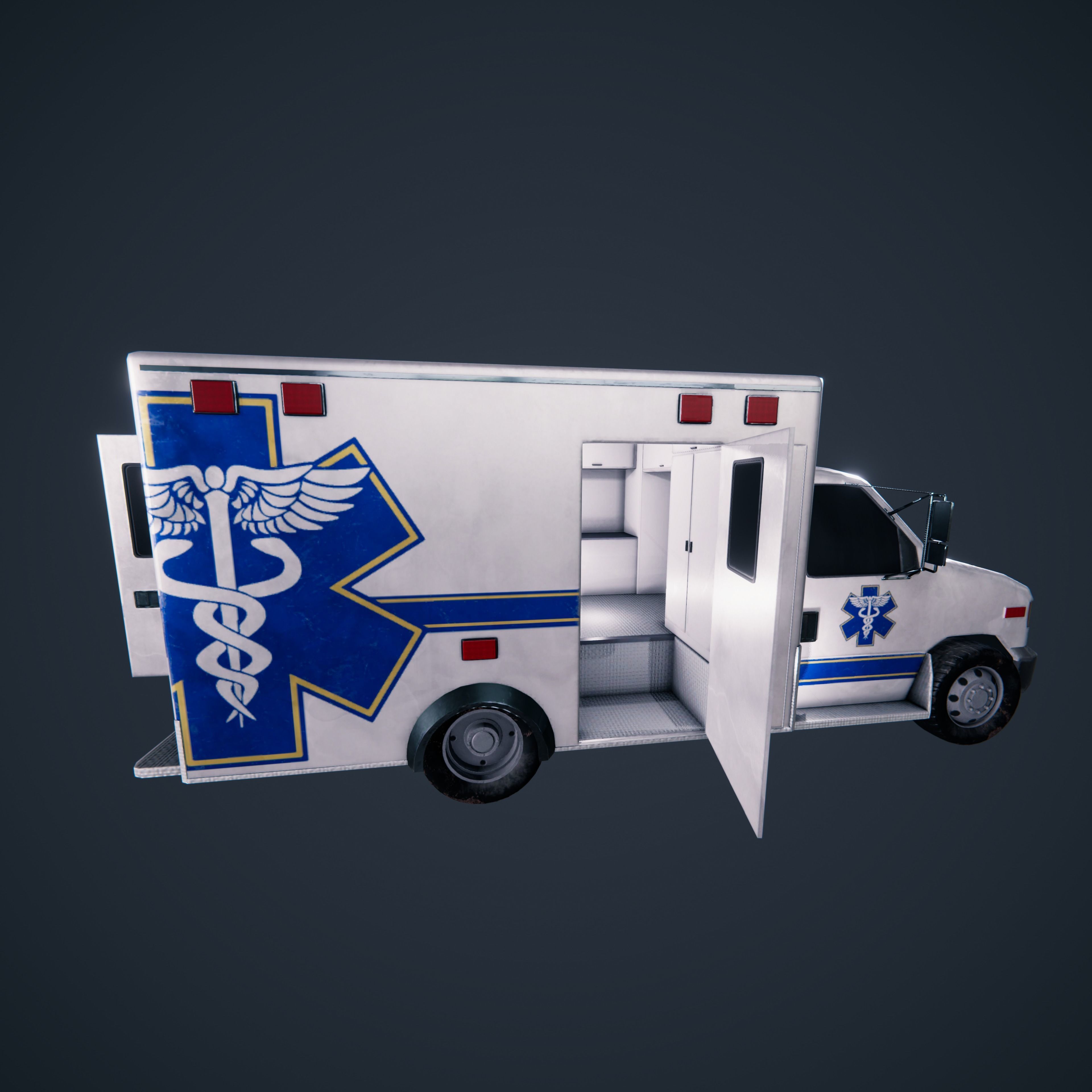3D model Ambulance Box Truck Rigged INTERIOR EXTERIOR VR / AR / low ...