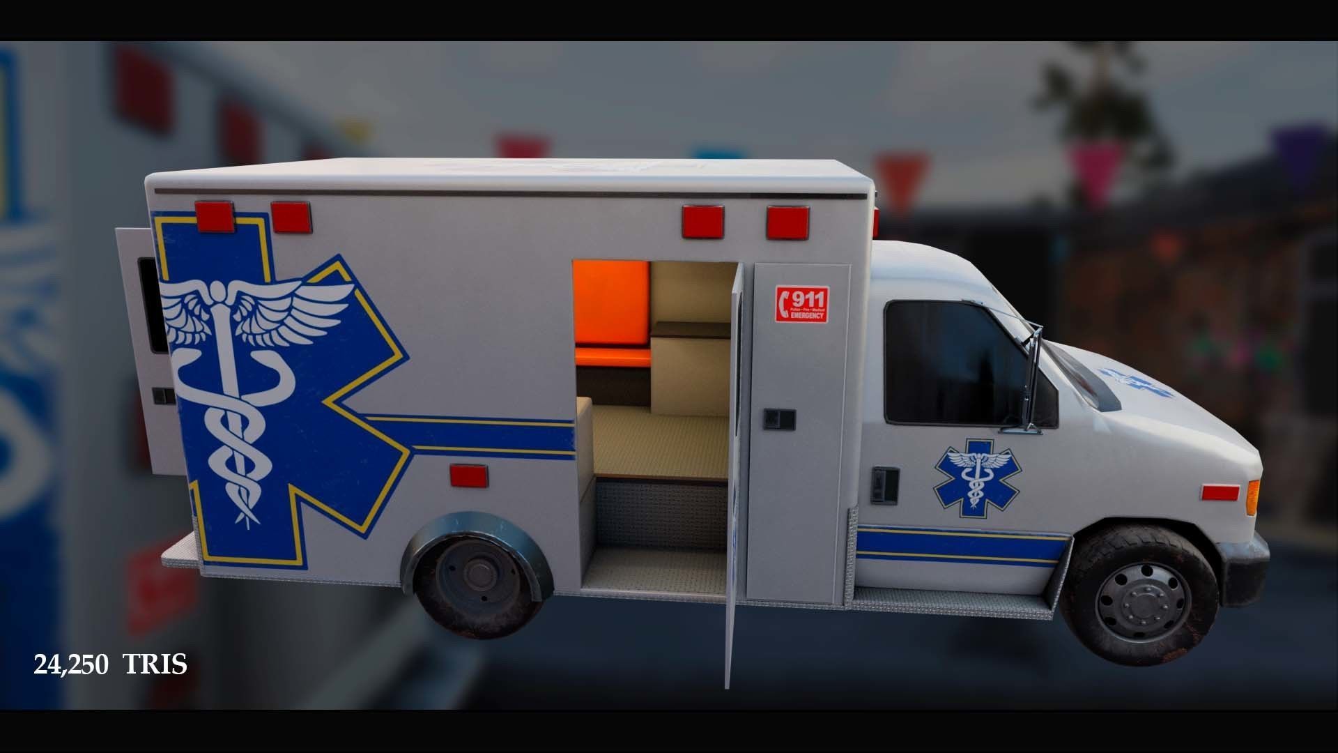 3D model Ambulance Box Truck Rigged INTERIOR EXTERIOR VR / AR / low ...