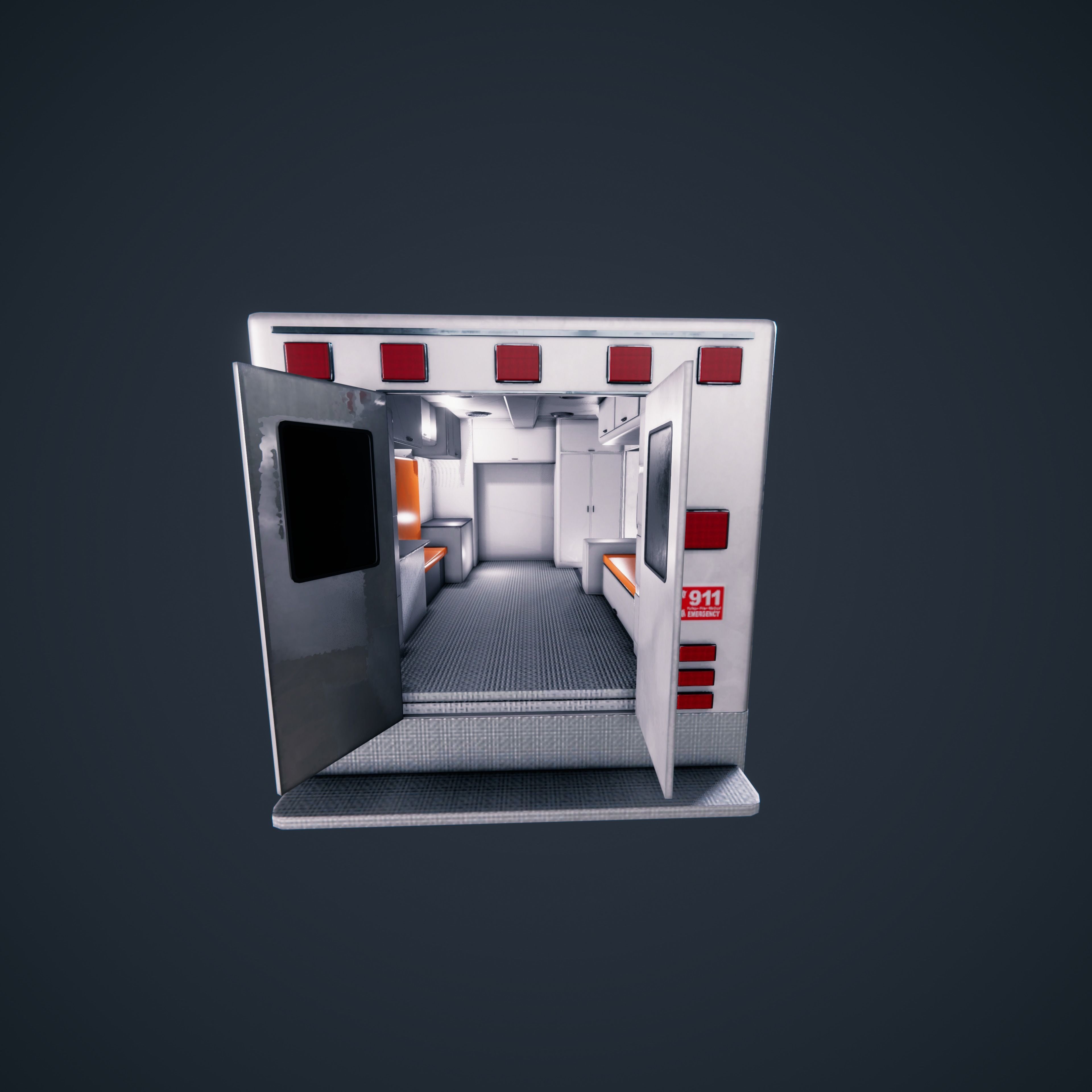 3D model Ambulance Box Truck Rigged INTERIOR EXTERIOR VR / AR / low ...