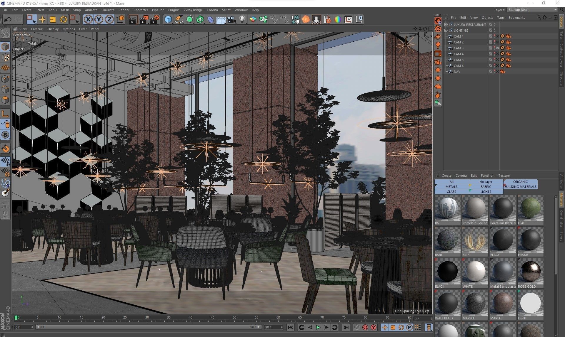 Corona - C4D Scene files - Luxury Restaurant Interior 3D model | CGTrader